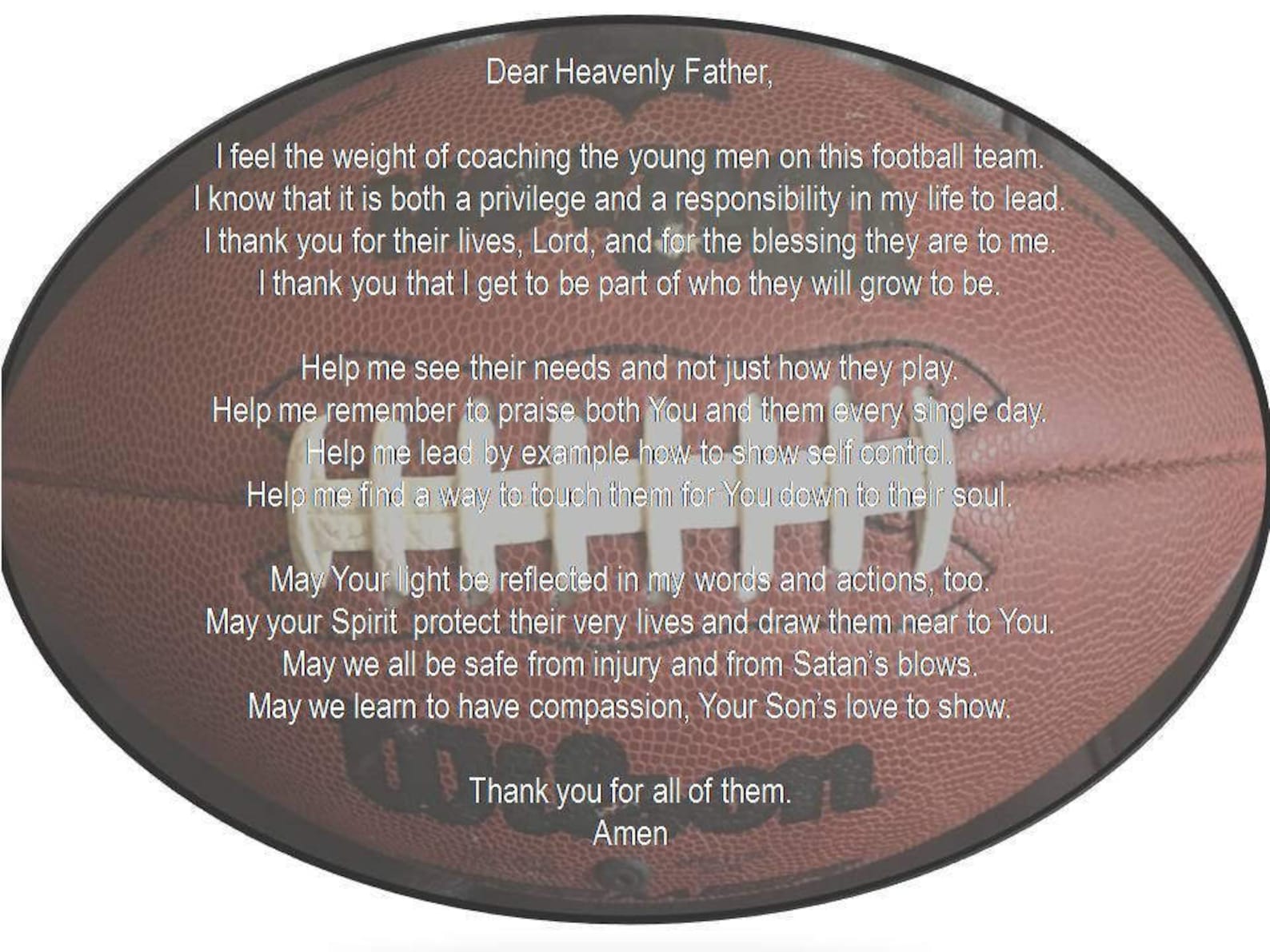 Football Coach's Prayer Digital Print, Downloadable Prayer for ...