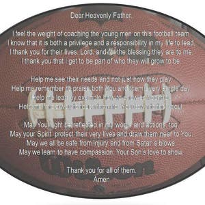 Football Coach's Prayer Digital Print, Downloadable Prayer for ...