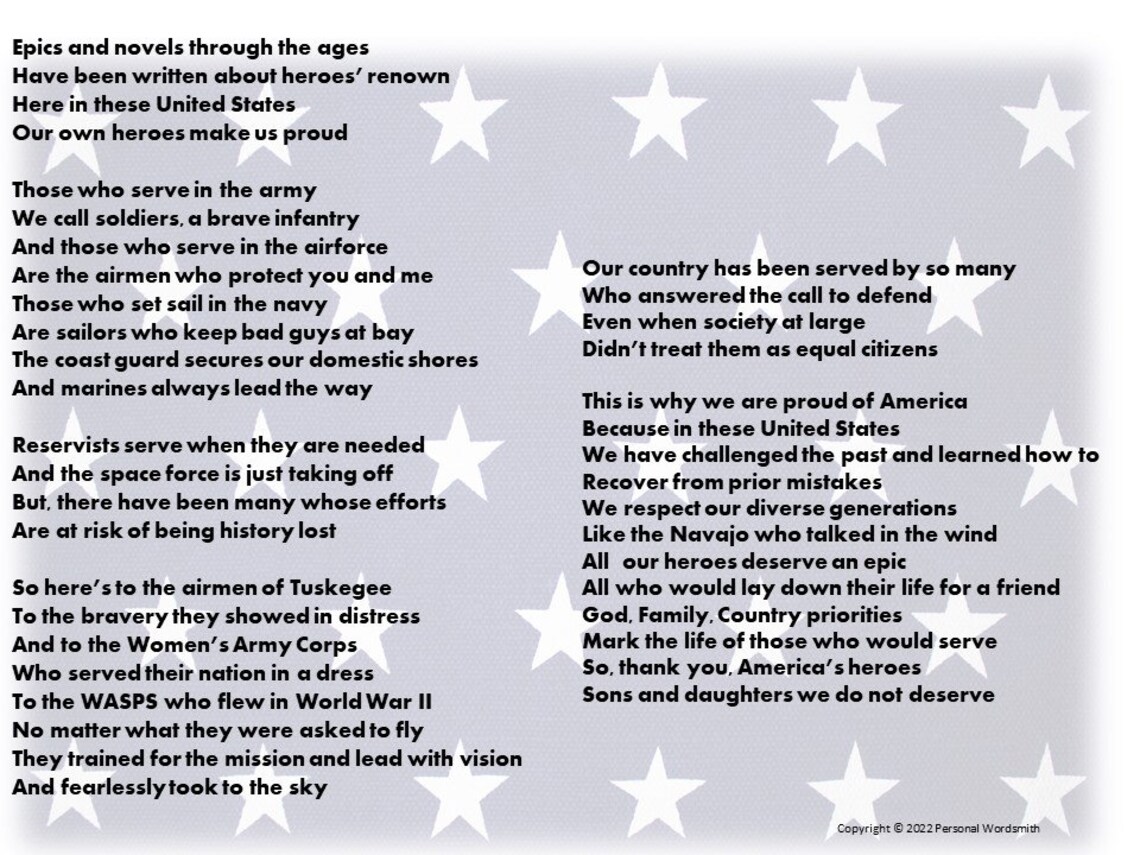 Veterans Day Poetry, Unsung Heroes History Rhyme, Memorial Day ...
