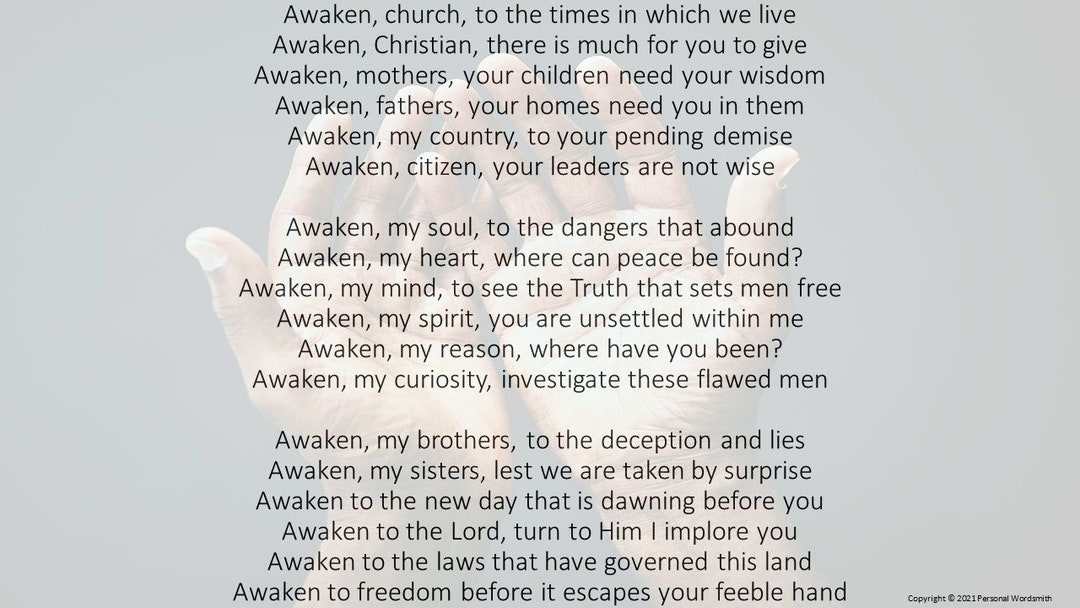 Great Awakening Poem Print Awaken Movement Poetry Print - Etsy