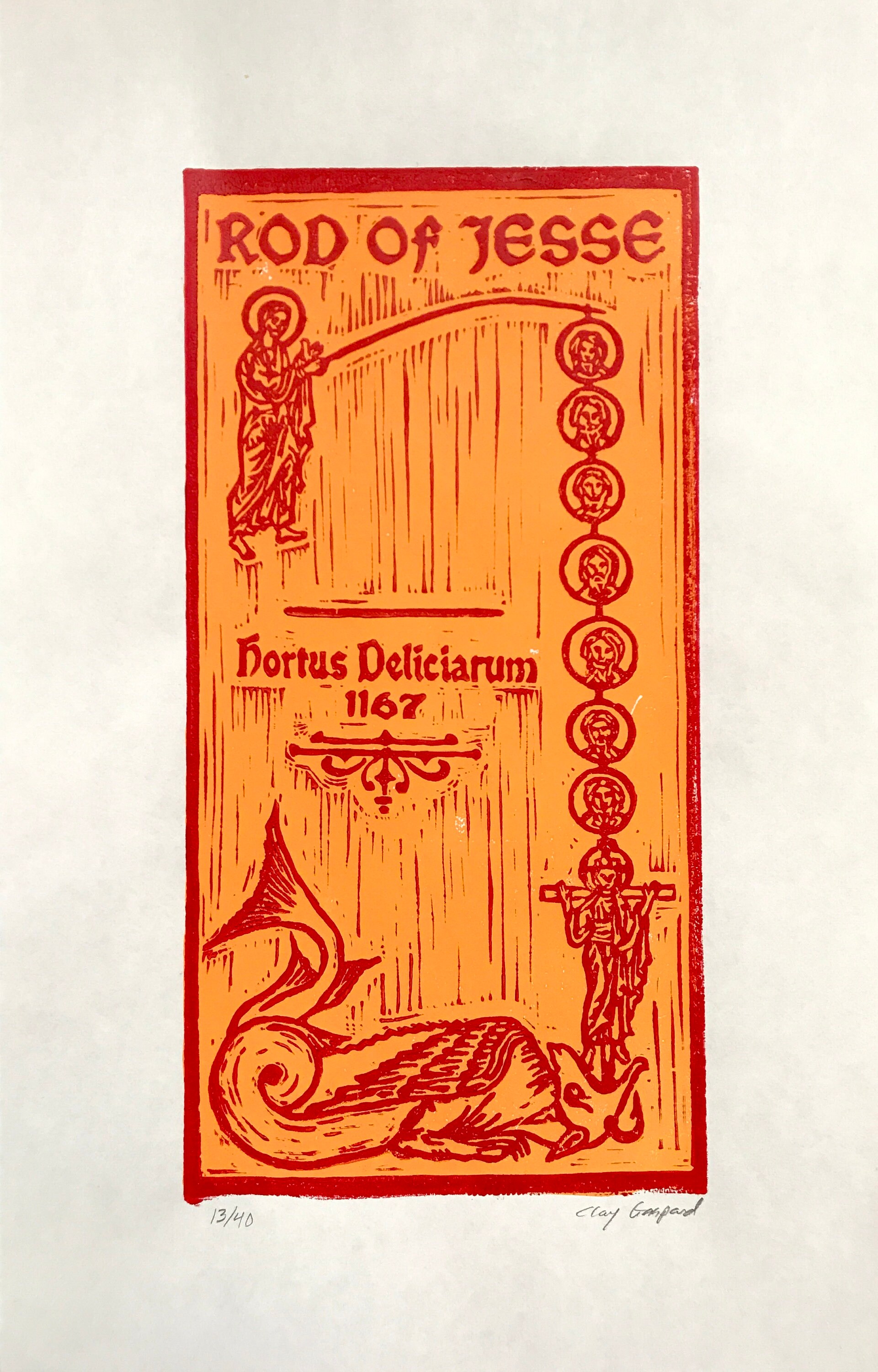 Buy Linocut Print Medieval 12th Century Manuscript Illustration of ...