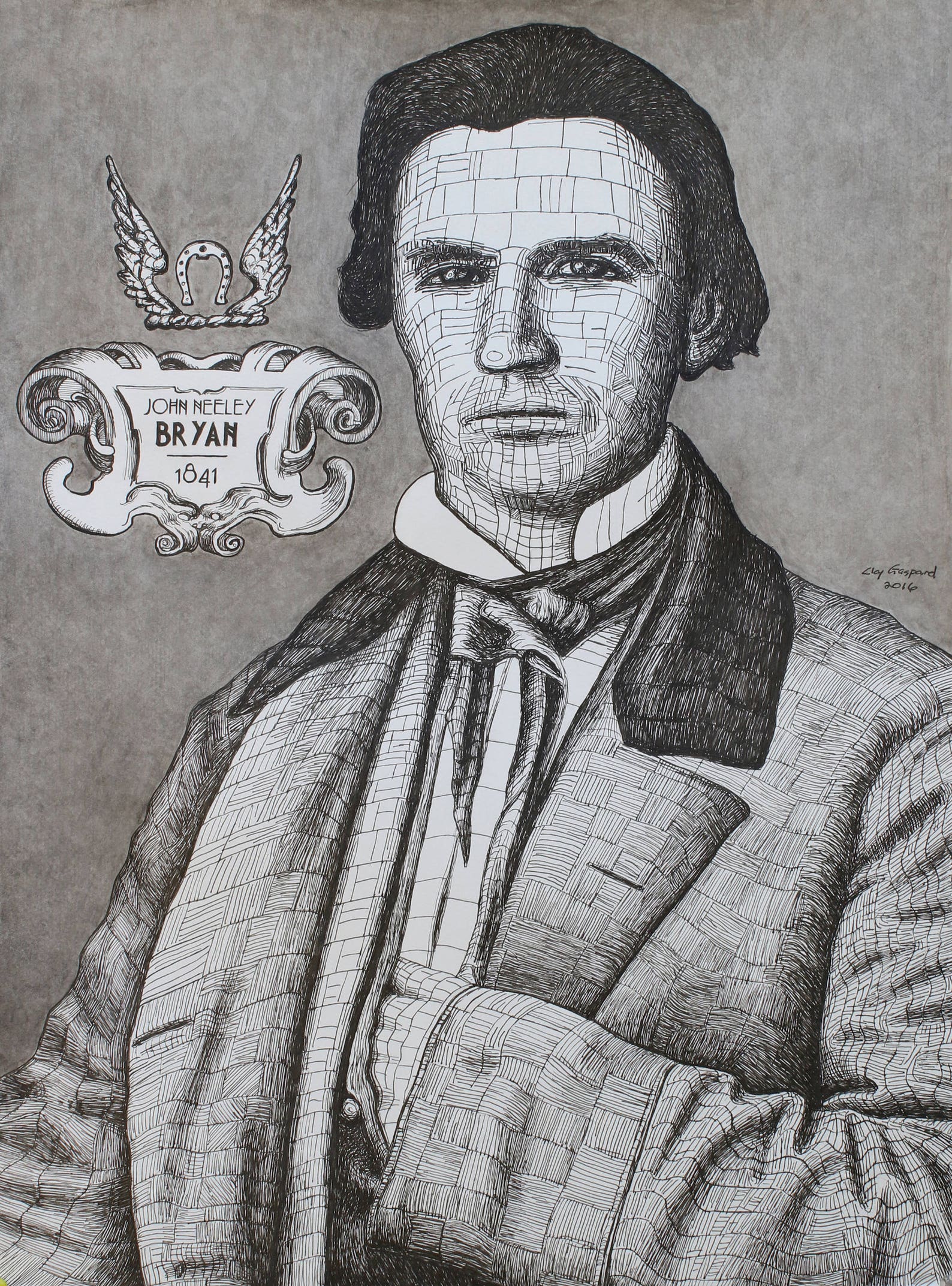 Retrato impreso de Giclee de John Neely Bryan, fundador de Dallas, Blanco y Negro - Etsy España