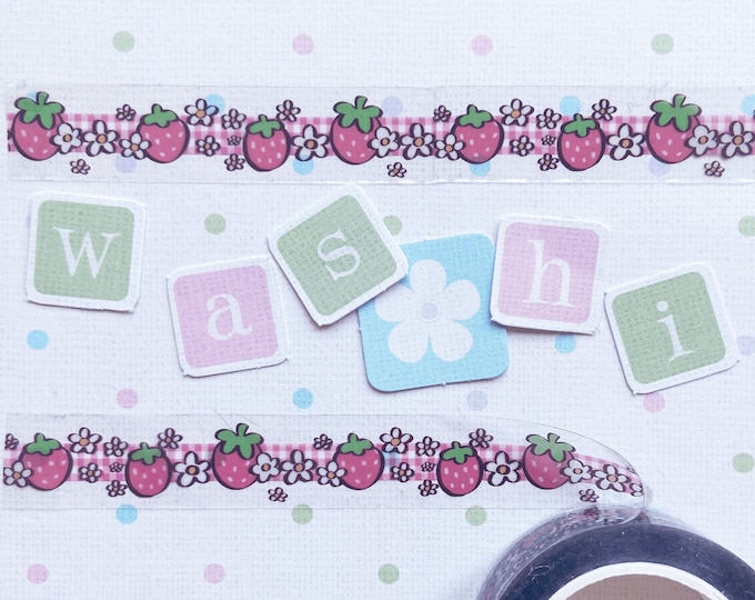 Strawberry Gingham Washi Tape / Decorative Semi-transparent Strawberry ...