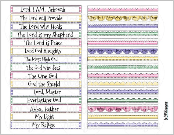 Printable Names of God Sticker Strips. Prints on | Etsy