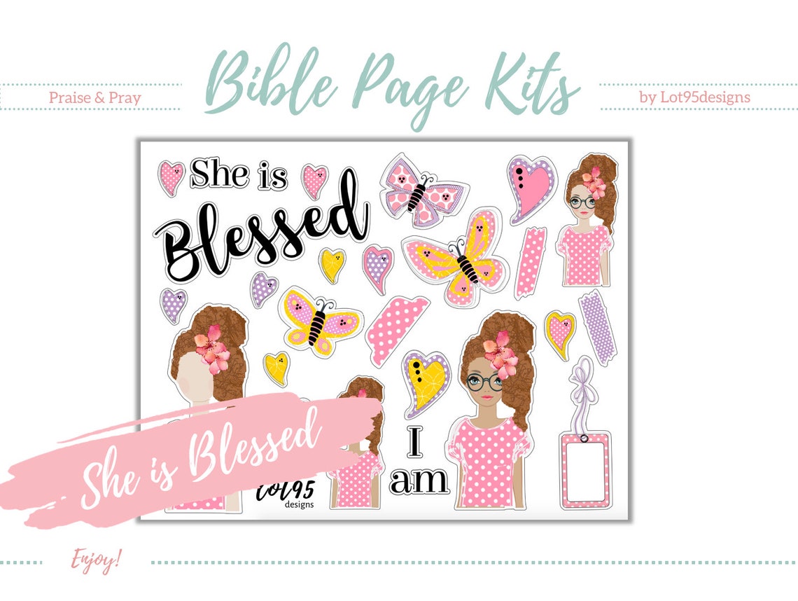 She is blessed Bible Page Kit. Great for 100 Days | Etsy
