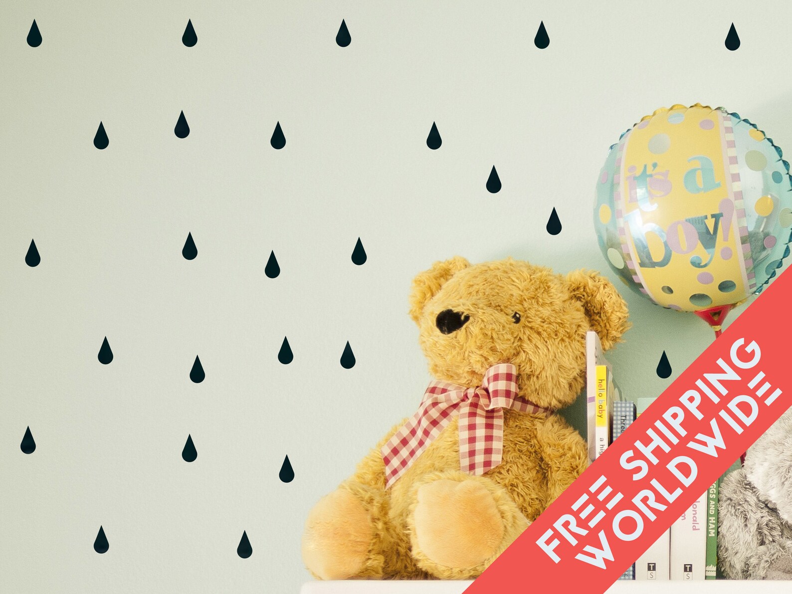 Raindrop Black Drop Wall Decals Teardrop Decor Stickers Nursery Modern ...