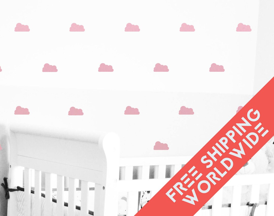 Clouds Baby Pink Light Pastel Wall Decals Decor Stickers Nursery Girl ...