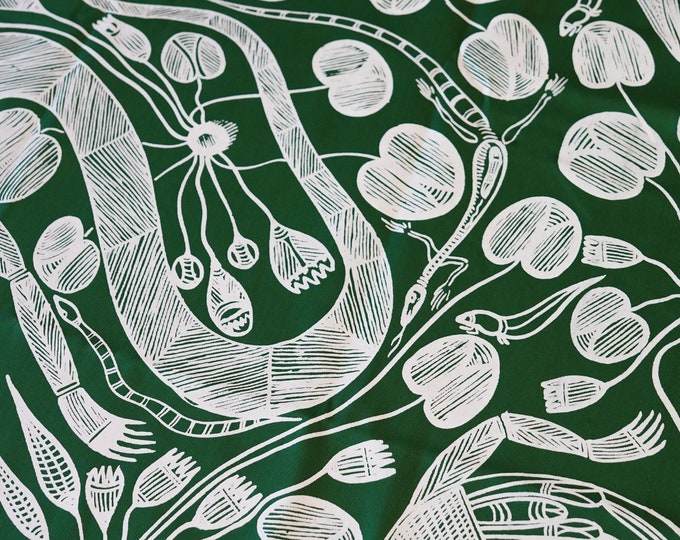 Burarr (water Goanna) Screen-printed on Cotton Drill | Indigenous Art ...