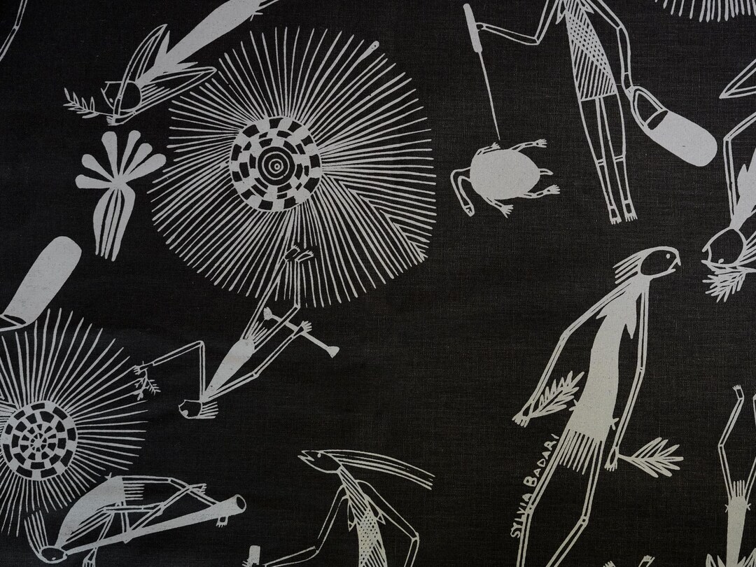 Mimih Kunborrk mimih Dancers Screen-printed on Linen Indigenous Art ...