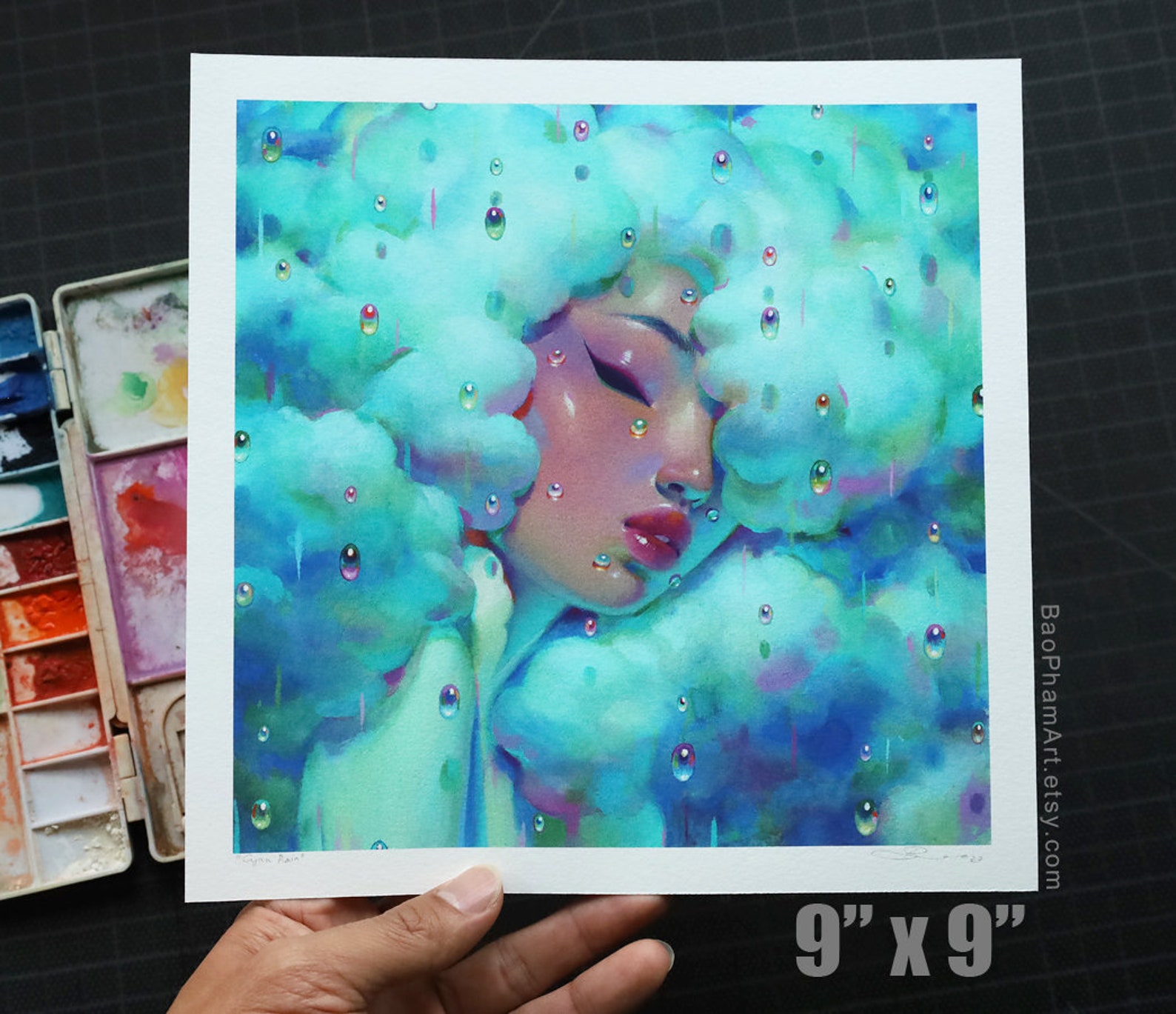 Cyan Rain Limited Edition Print - Etsy