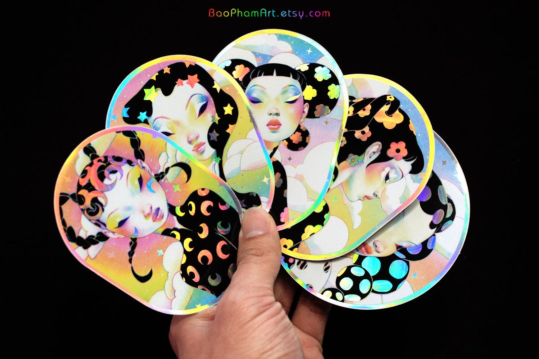 Black Rainbow Holographic Sticker Set - Etsy