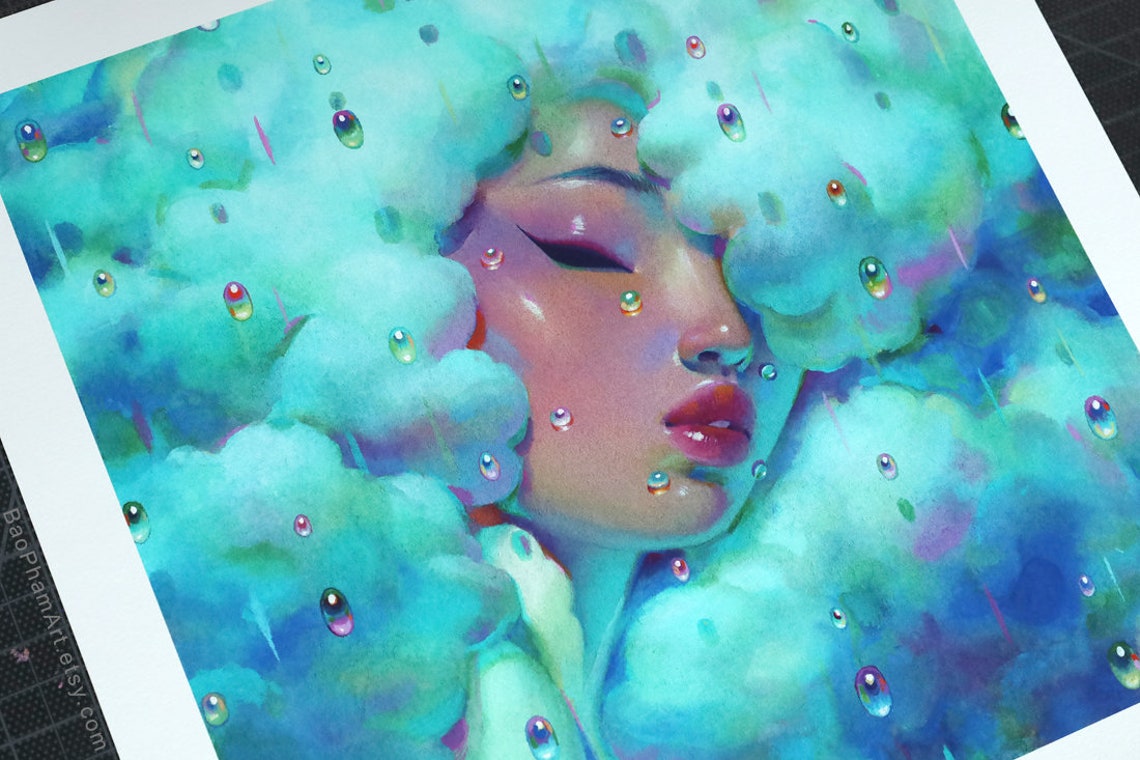 Cyan Rain Limited Edition Print - Etsy