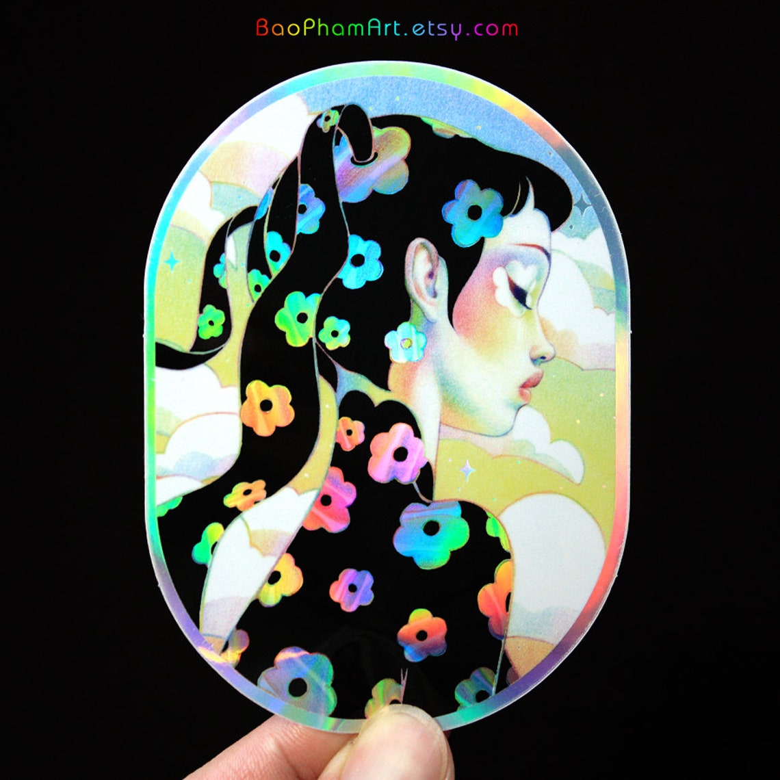 Black Rainbow Holographic Sticker Set - Etsy
