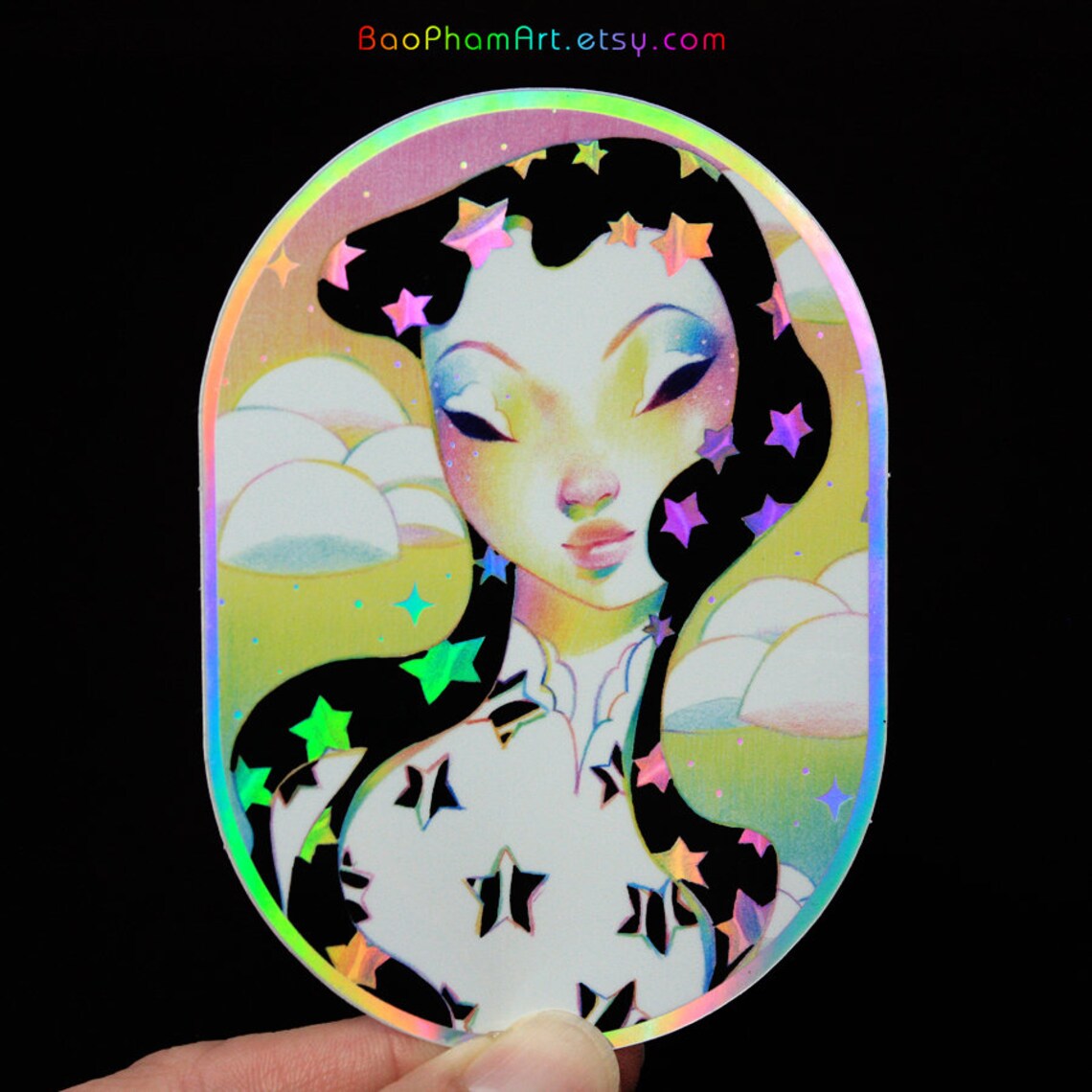 Black Rainbow Holographic Sticker Set - Etsy