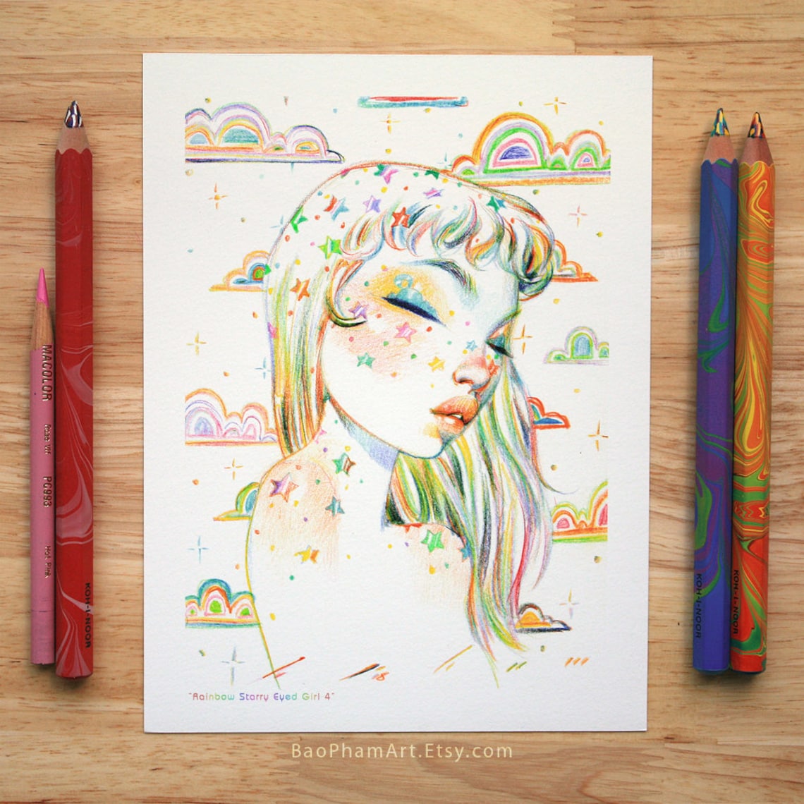 Rainbow Pencil Drawing Collection 1 Open Edition Prints | Etsy