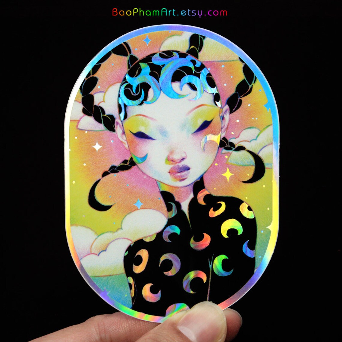 Black Rainbow Holographic Sticker Set - Etsy