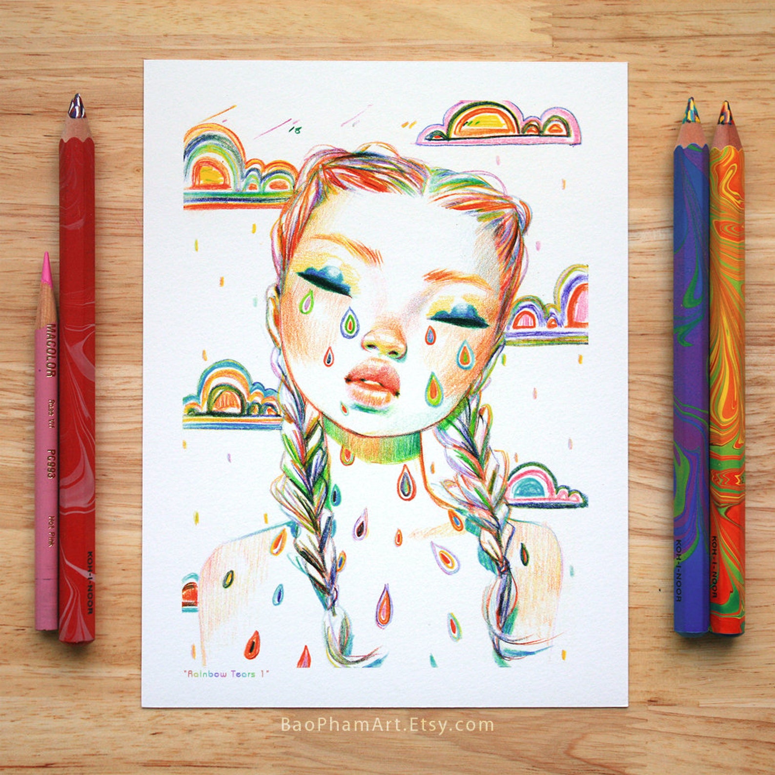 Rainbow Pencil Drawing Collection 1 Open Edition Prints | Etsy