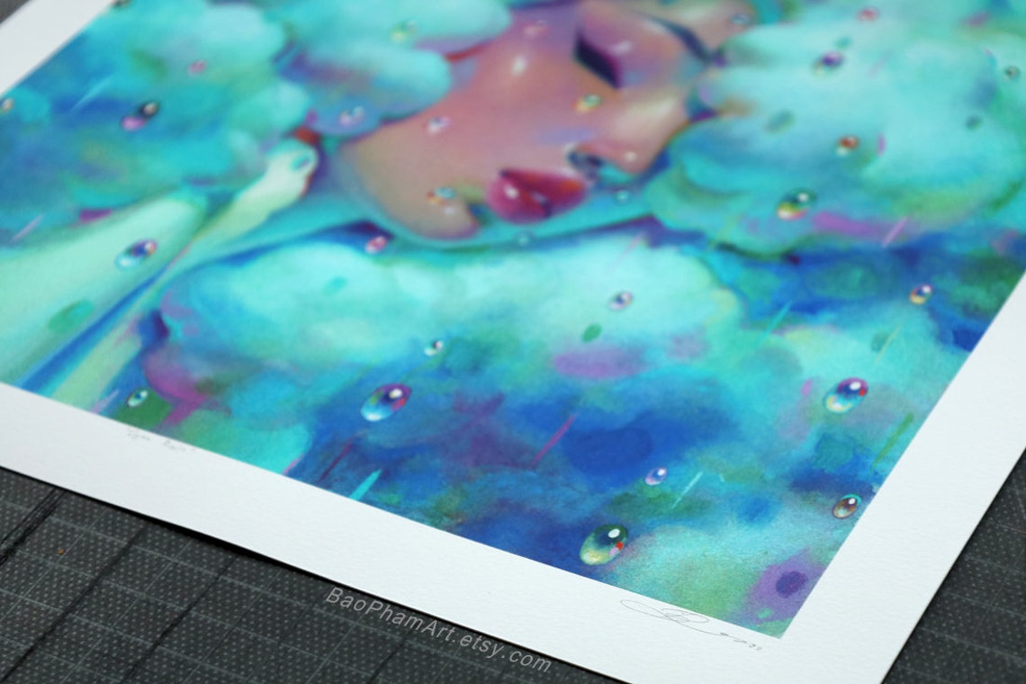 Cyan Rain Limited Edition Print - Etsy