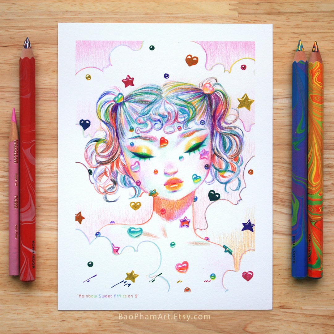 Rainbow Pencil Drawing Collection 1 - Open Edition Prints - Etsy