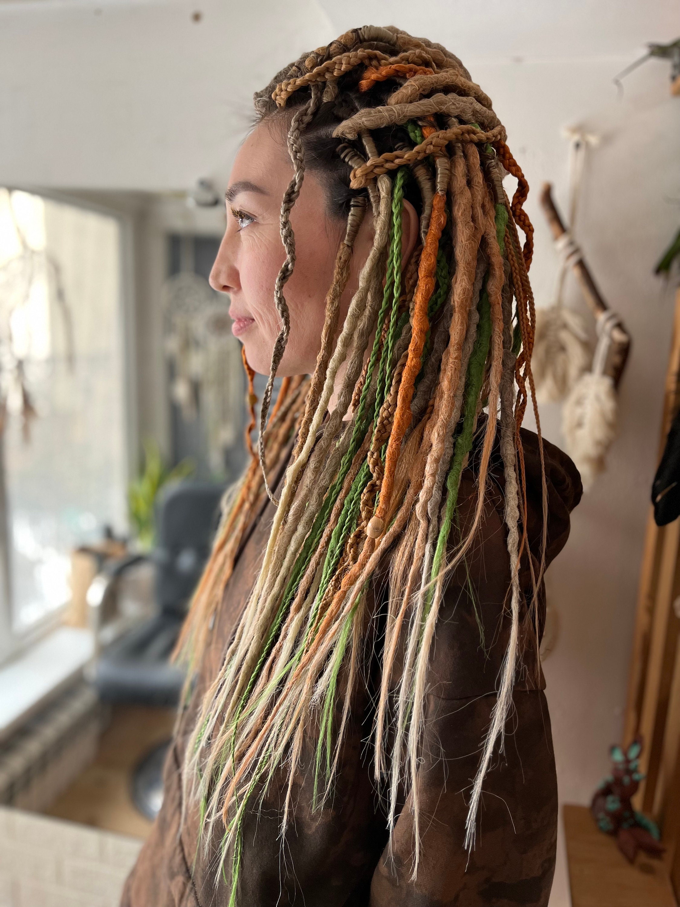 Synthetic Boho Dreadlocks Extension. Sunny Fox Set. DE Dreadlocks Mix ...