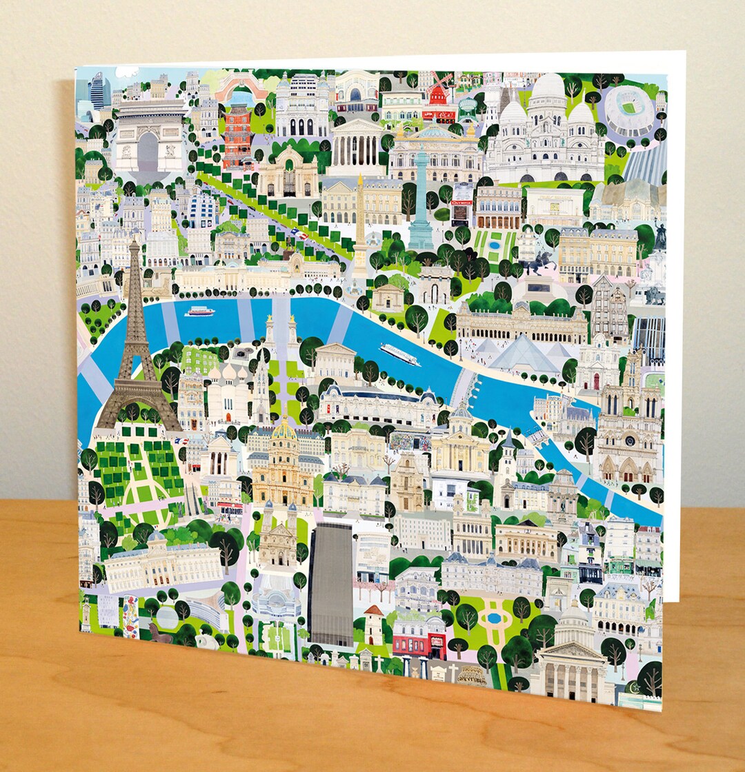 Paris Map Greetings Card - Etsy