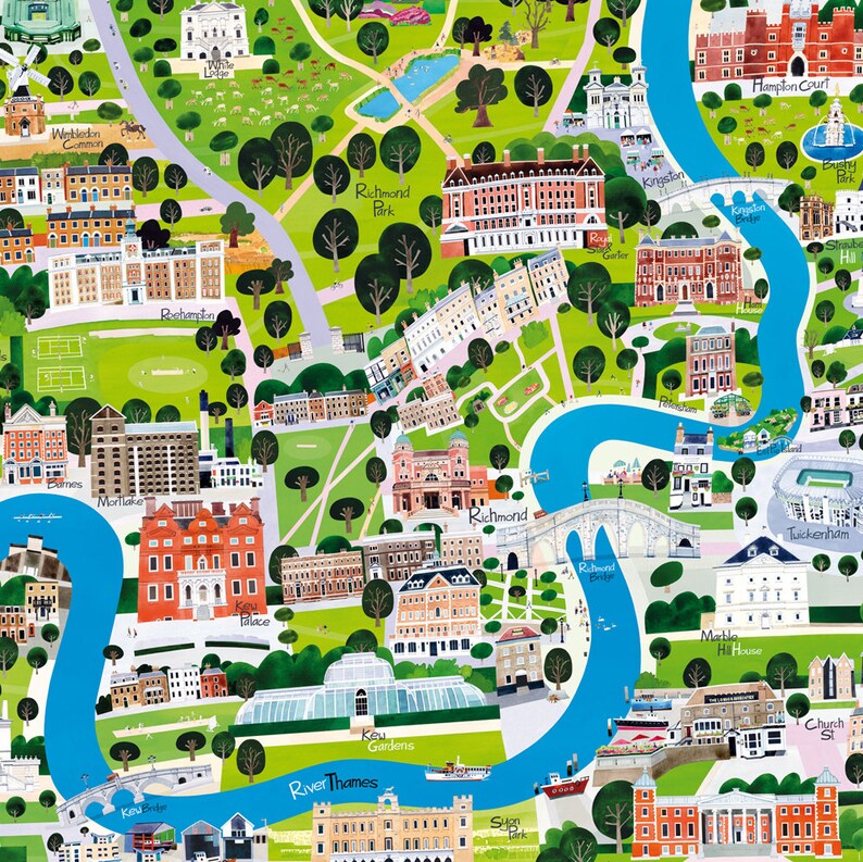 River Thames, South West London Greetings Card - Etsy UK