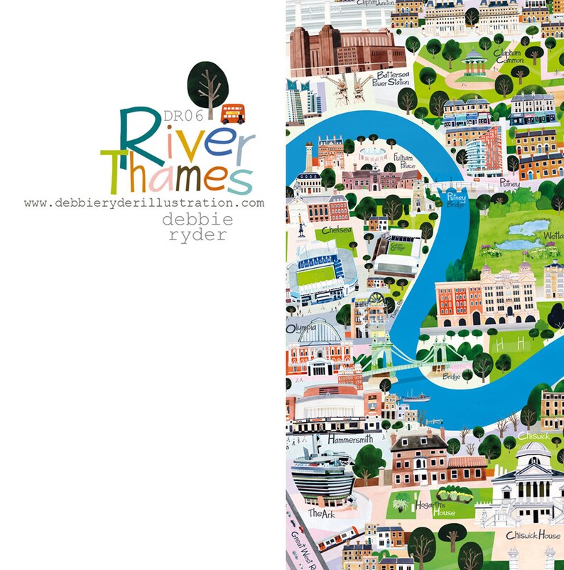 River Thames, South West London Greetings Card - Etsy UK