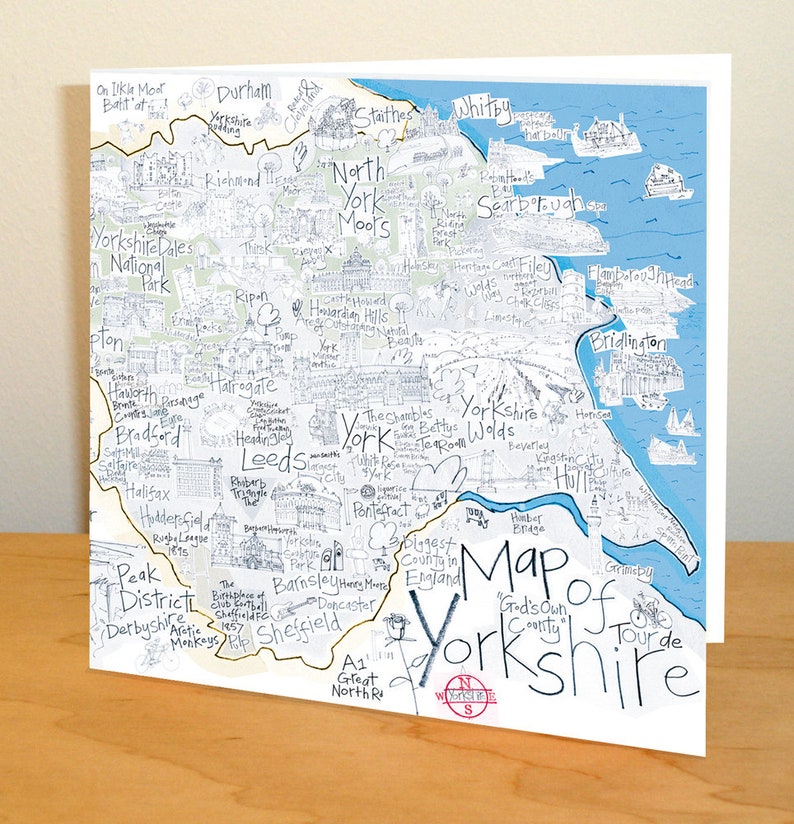 Map of Yorkshire Greetings Card - Etsy UK