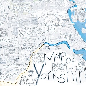 Hand Drawn Map of Yorkshire, Giclée Fine Art Print - Etsy UK