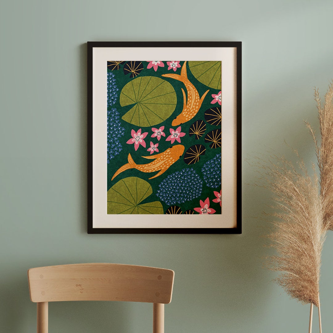 NEW Laura Darrington Design Koi Pond -A4- A3- Home Décor - Wall Art - Room Décor - Modern Art ...