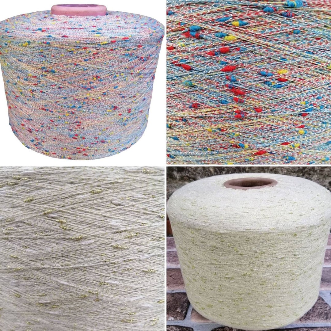 Multicolor Fantasy Boucle Cotton & Lurex Italy Yarn, Colorful Summer ...
