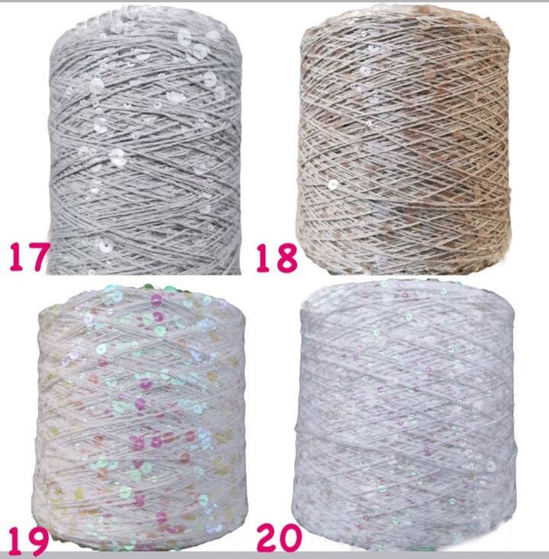 Royal Double Sequins Cotton Yarn per 50g/0,11lb, Sequins Yarn 6mm/3mm ...
