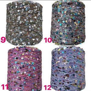 Double Sequin Cotton Yarn per 50g/0,11lb, Sequins 6mm/3mm Luxury ...