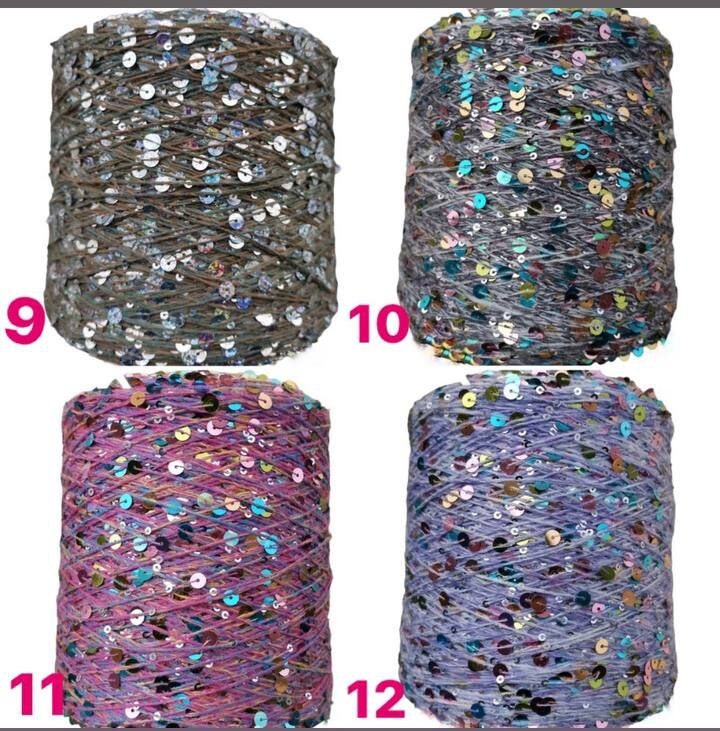 Royal Double Sequins Cotton Yarn per 50g/0,11lb, Sequins Yarn 6mm/3mm ...