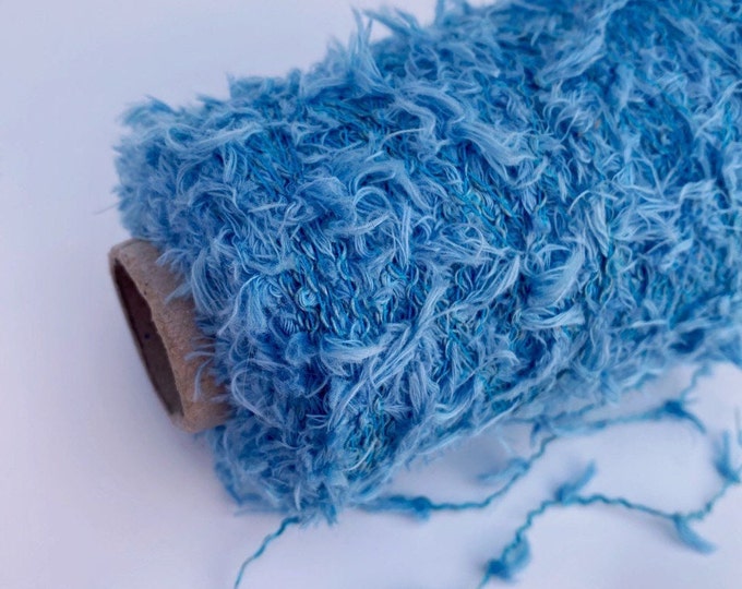 Textured Blue Fancy Bows 100 % Cotton Yarn on Cone, Crochet Yarn, Hand ...