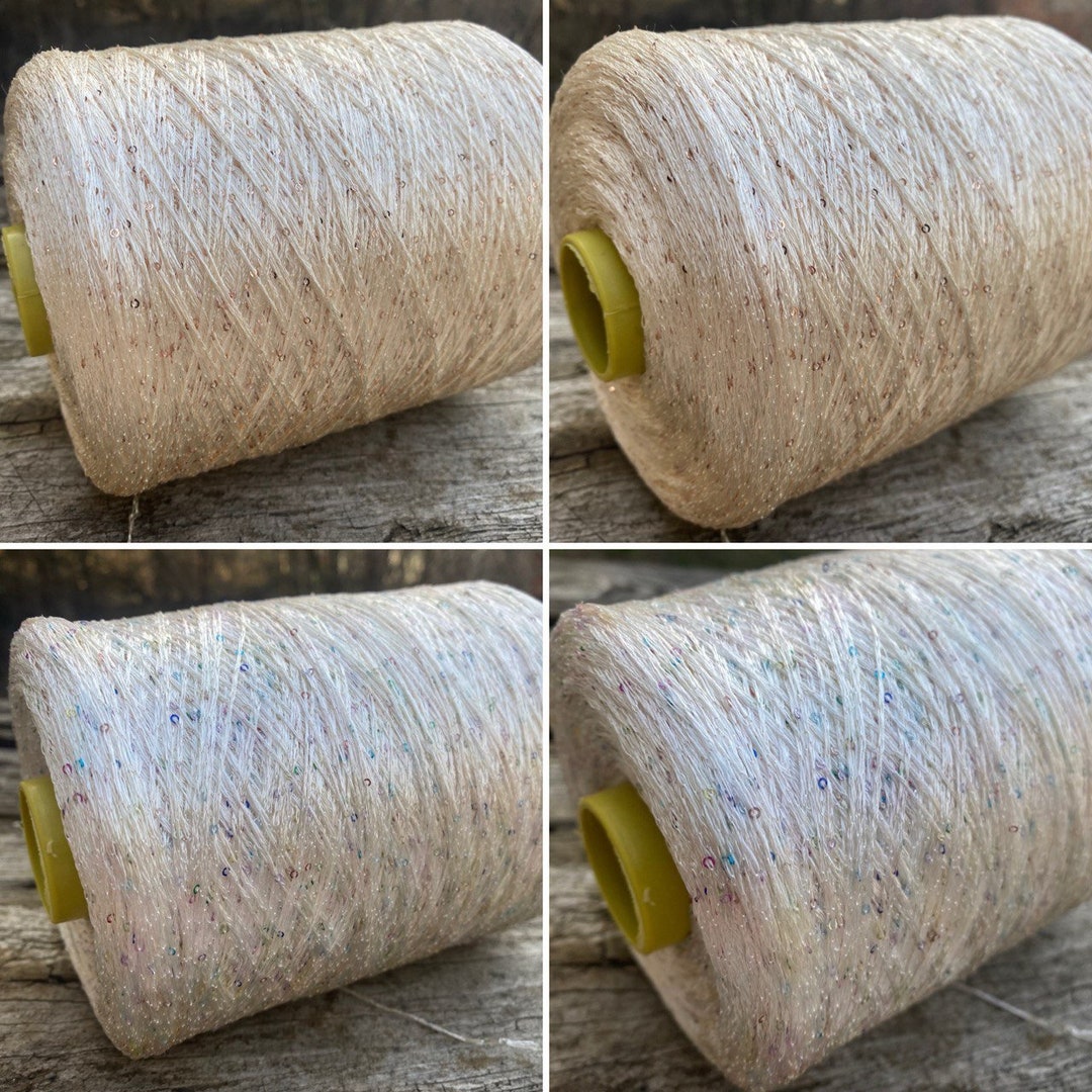 Milk, White Viscose Micro Sequins 2mm Yarn, Luxury Decorative Shiny ...