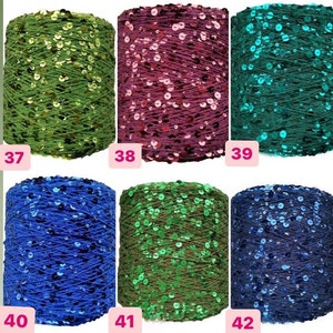 Double Sequin Cotton Yarn per 50g/0,11lb, Sequins 6mm/3mm Luxury ...