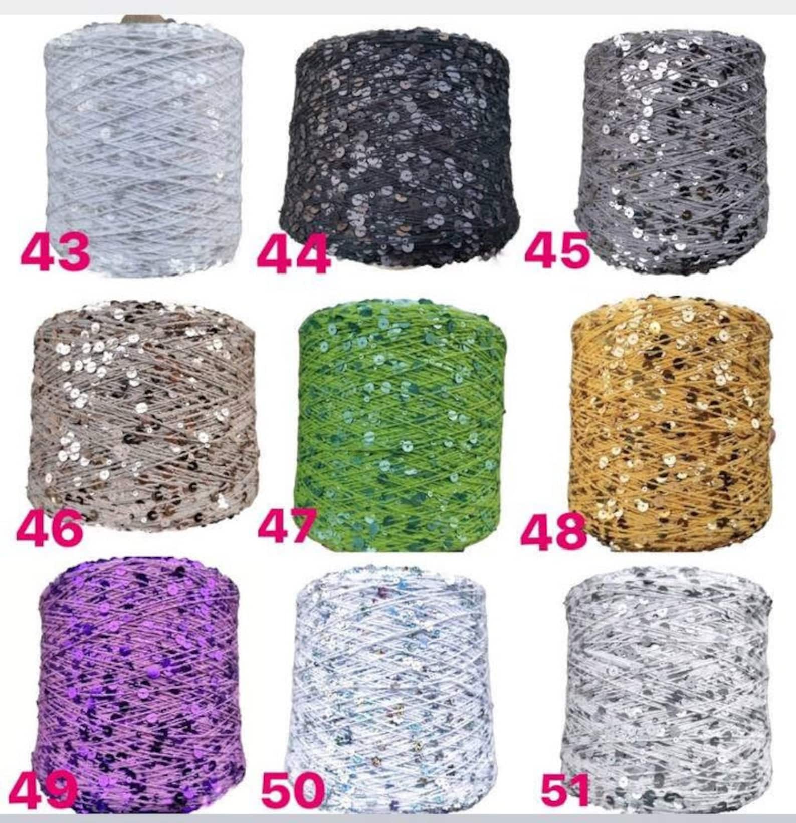 Royal Double Sequins Cotton Yarn per 50g/0,11lb, Sequins Yarn 6mm/3mm ...