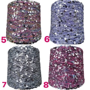 Double Sequin Cotton Yarn per 50g/0,11lb, Sequins 6mm/3mm Luxury ...