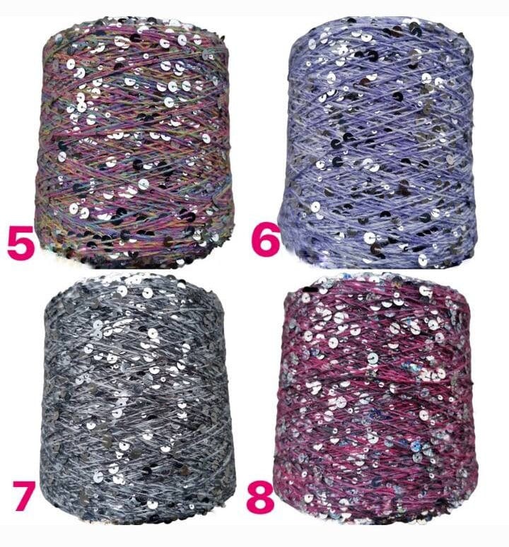 Royal Double Sequins Cotton Yarn per 50g/0,11lb, Sequins Yarn 6mm/3mm ...