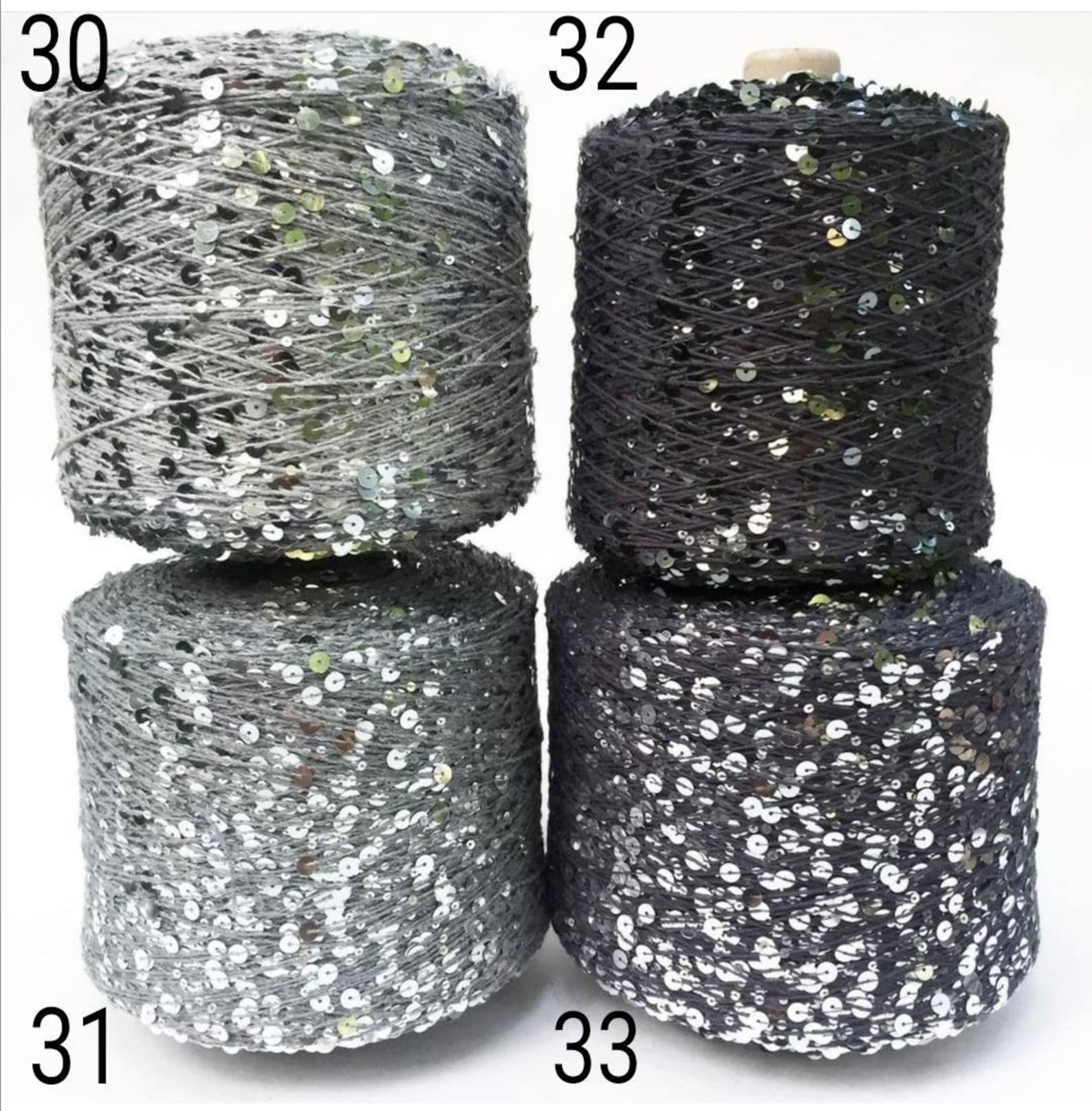 Royal Double Sequins Cotton Yarn per 50g/0,11lb, Sequins Yarn 6mm/3mm ...