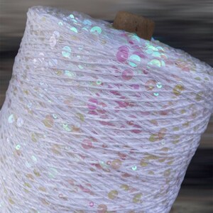 Royal Double Sequins Cotton Yarn With 6mm/3mm Transparent Halogram ...