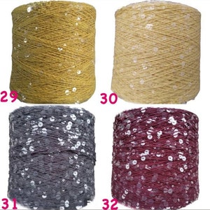 Double Sequin Cotton Yarn per 50g/0,11lb, Sequins 6mm/3mm Luxury ...