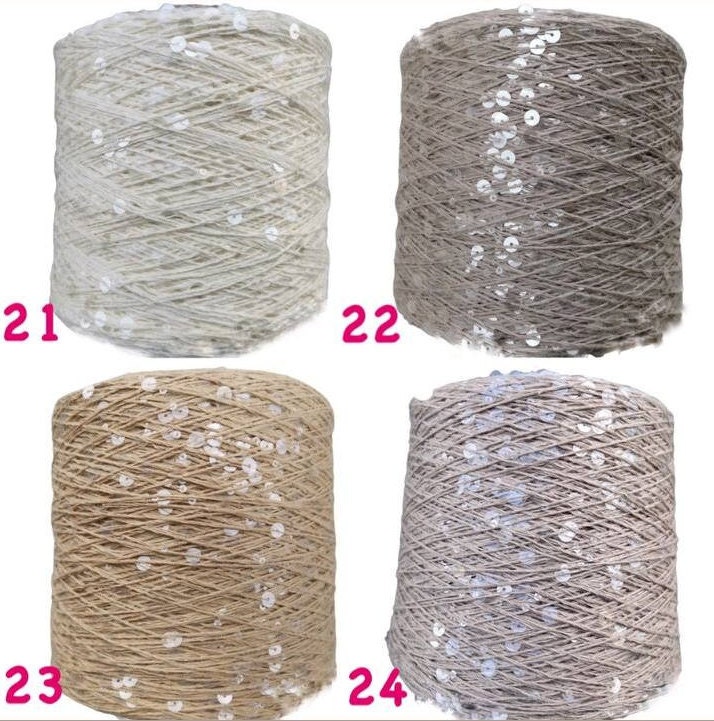 Royal Double Sequins Cotton Yarn per 50g/0,11lb, Sequins Yarn 6mm/3mm ...