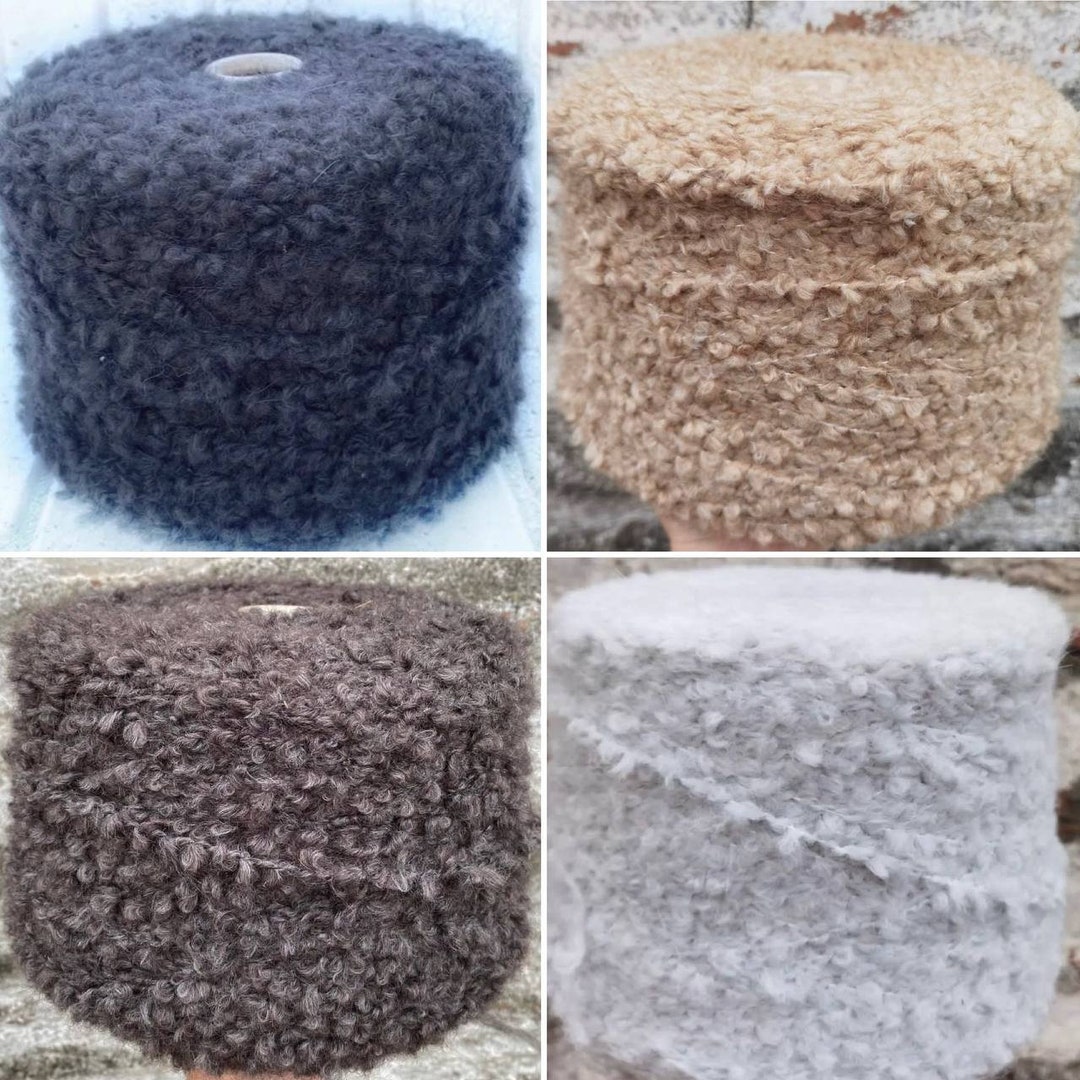 Fil de laine mérinos bouclé beige, gris, marron par 100 grammes / 3,5 ...