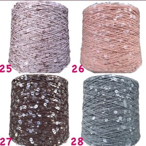 Double Sequin Cotton Yarn per 50g/0,11lb, Sequins 6mm/3mm Luxury ...