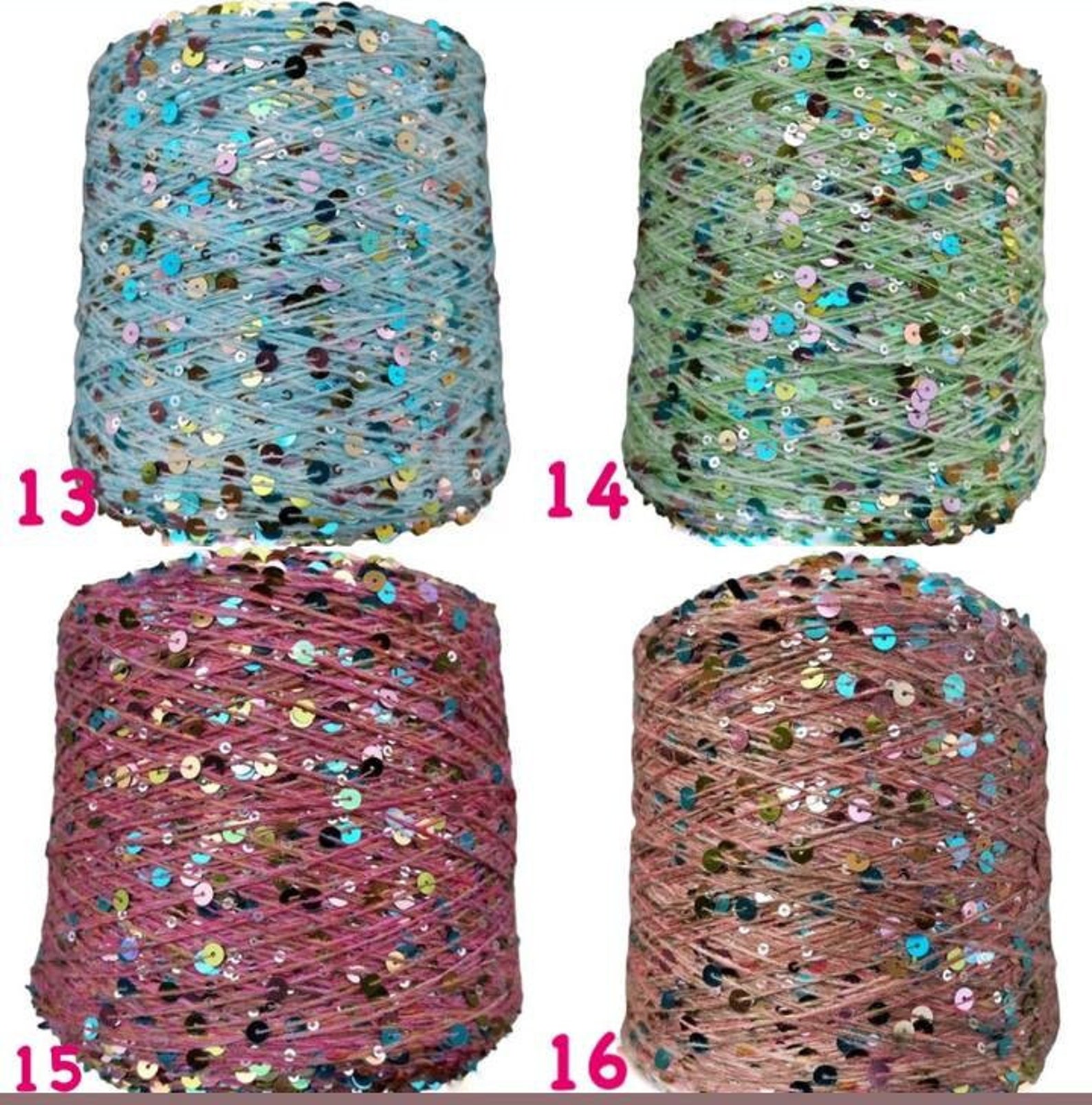 Double Sequin Cotton Yarn per 50g/0,11lb, Sequins 6mm/3mm Luxury ...
