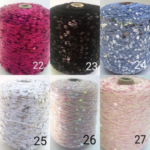 Royal Double Sequins Cotton Yarn per 50g/0,11lb, Sequins Yarn 6mm/3mm ...