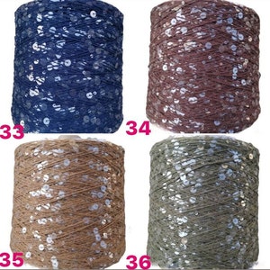 Double Sequin Cotton Yarn per 50g/0,11lb, Sequins 6mm/3mm Luxury ...