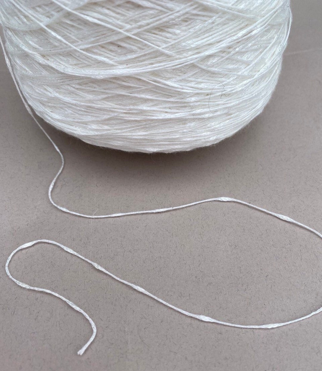 White Silk & Viscose Italian Textured Bumps Yarn on Cone 100g/3,52oz ...